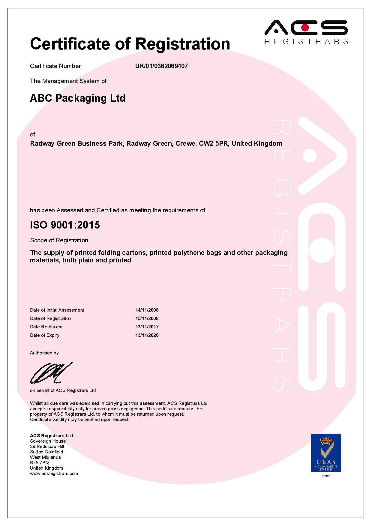 Certifications – ABC Packaging
